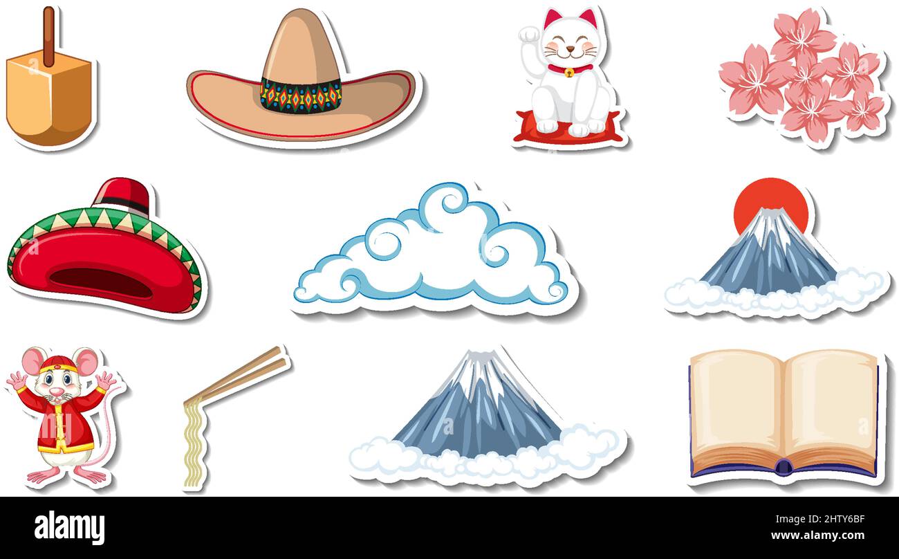 Set of different traditional objects illustration Stock Vector Image ...