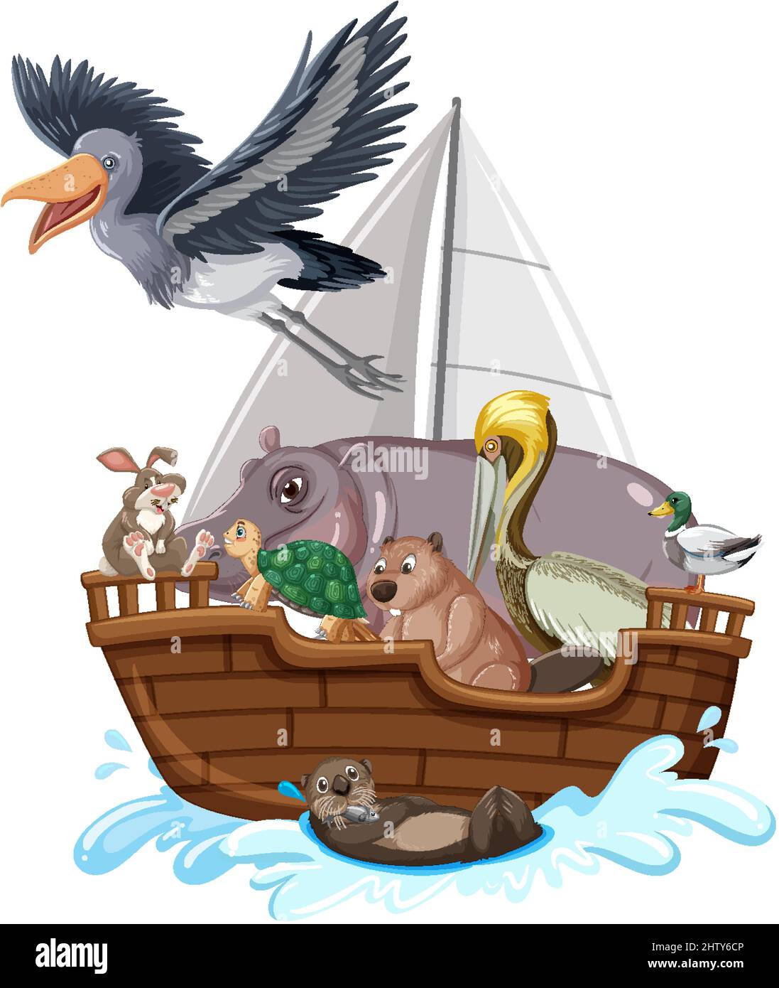 Many animals on the boat illustration Stock Vector Image & Art - Alamy
