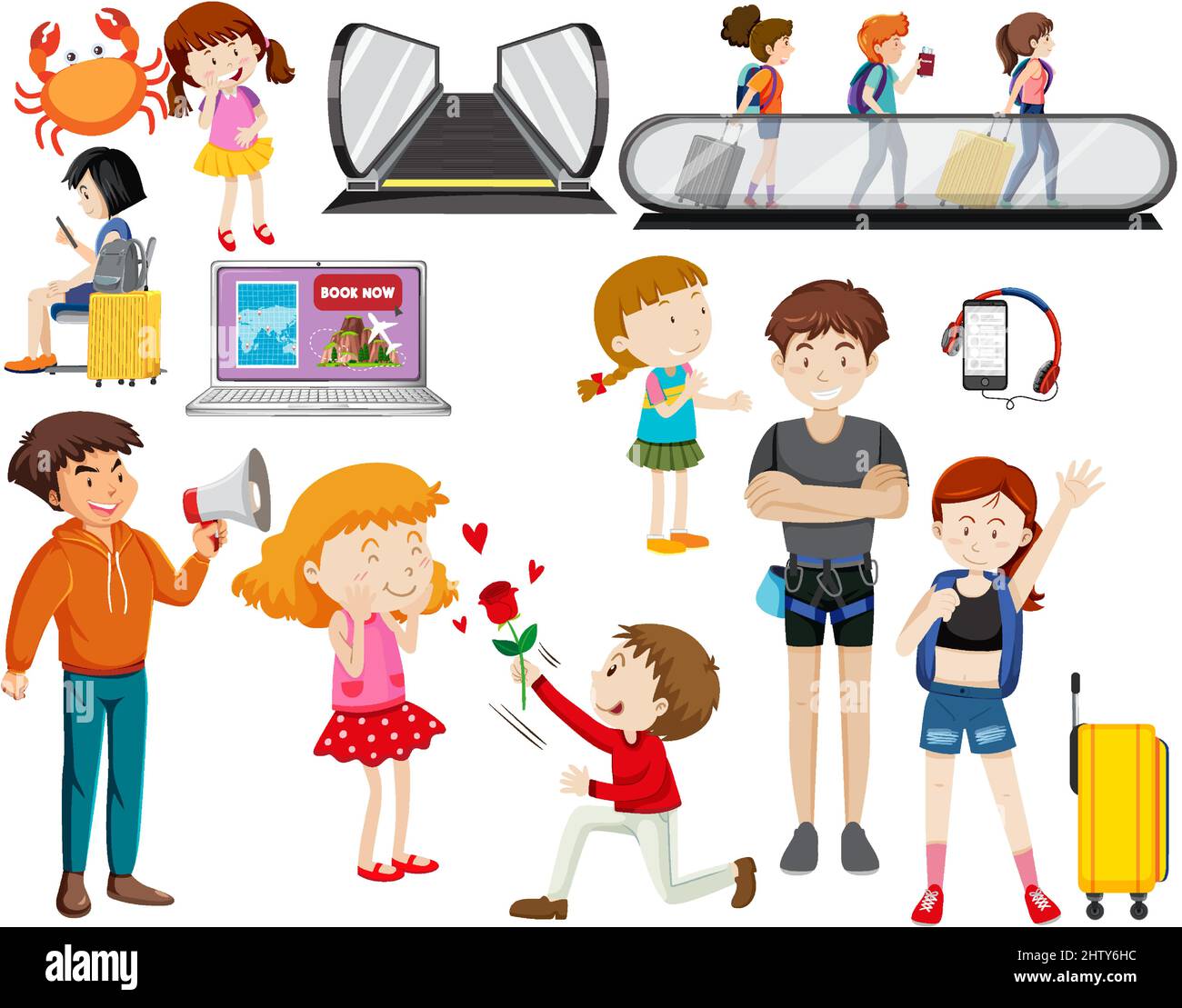 Set of people in different actions illustration Stock Vector Image ...