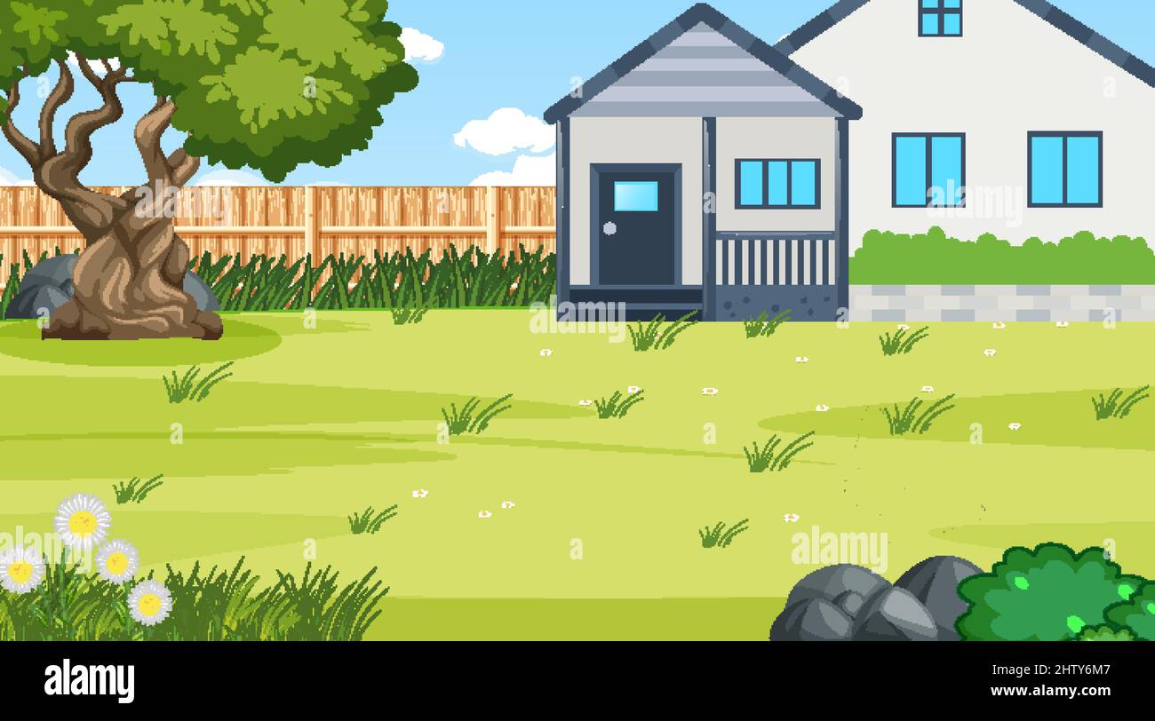 Scene with house and garden illustration Stock Vector Image & Art - Alamy