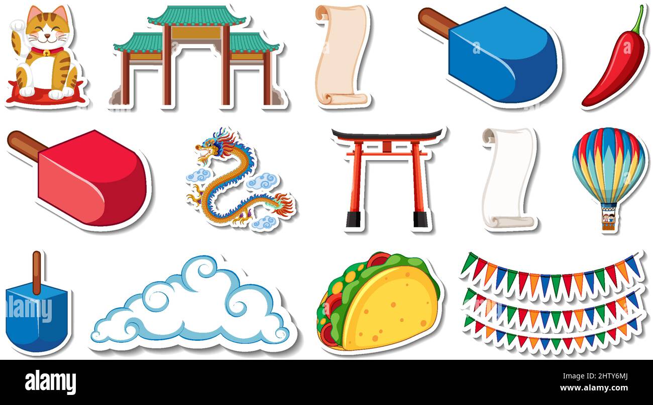 Set of different traditional objects illustration Stock Vector Image ...