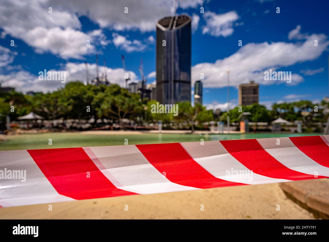 Brisbane, Australia - Mar 1, 2022: Southbank pool closed after the ...