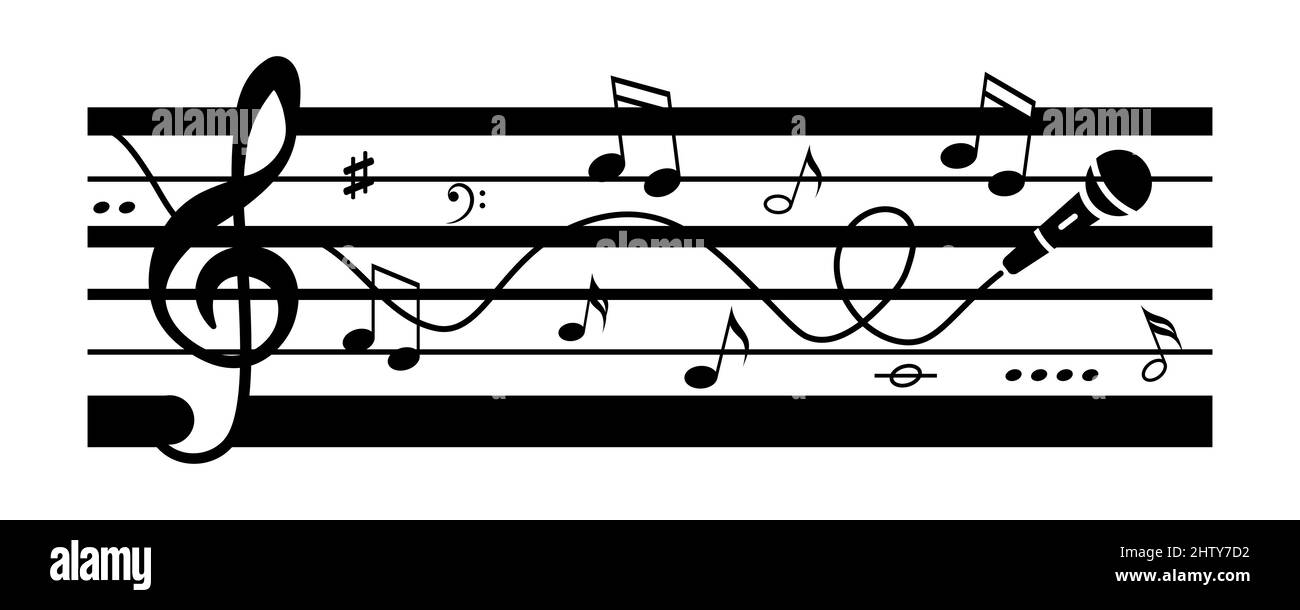 Musical notes border Black and White Stock Photos & Images - Alamy
