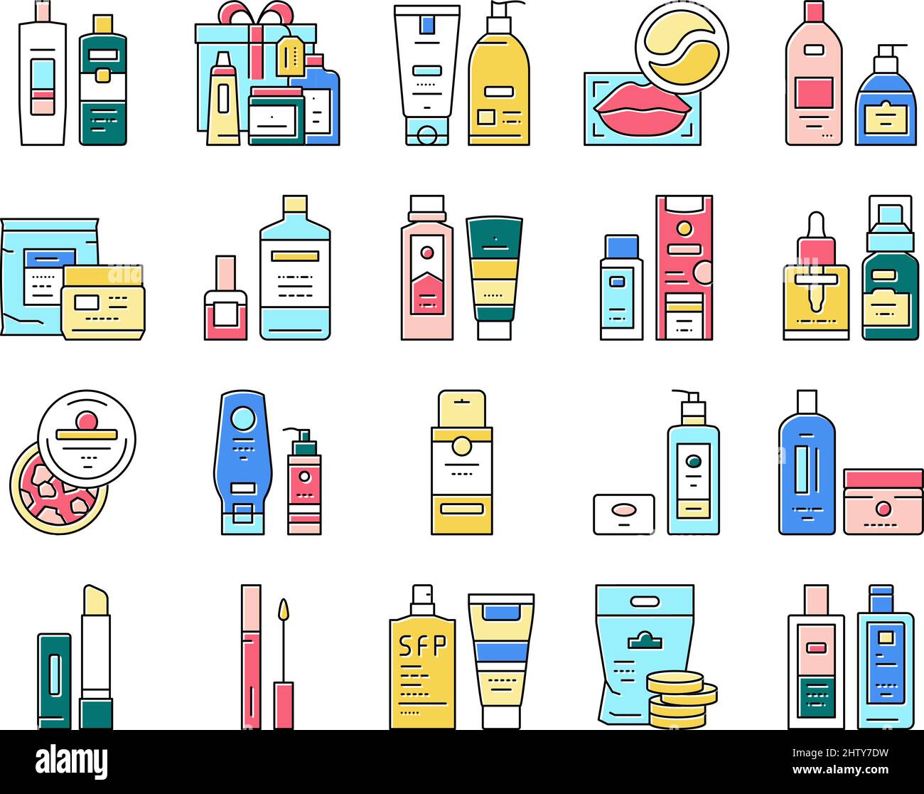 Cosmetics Package Beauty Product Icons Set Vector Stock Vector Image ...