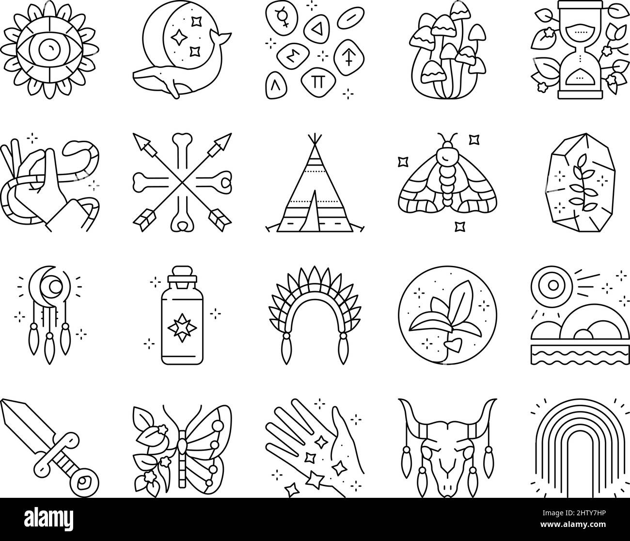 Boho Style Decoration Collection Icons Set Vector Stock Vector Image ...