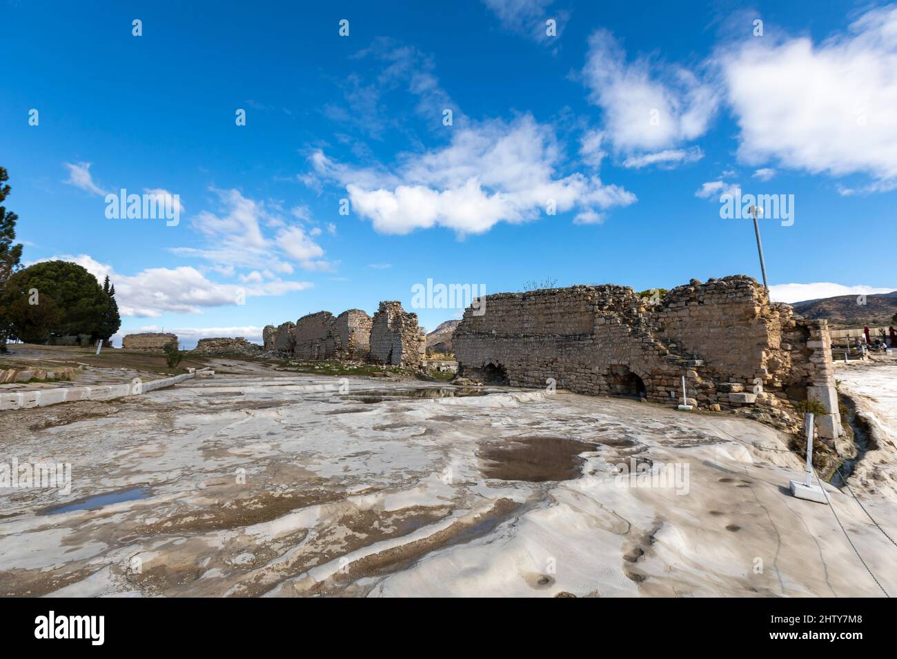 colonnade on the main street of ancient ruined city Hierapolis in ...