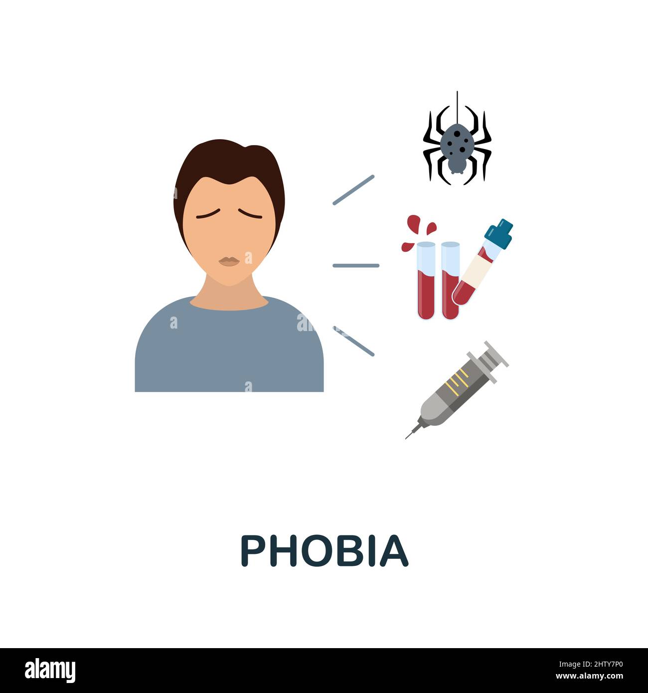 Phobia flat icon. Colored element sign from psychological disorders ...