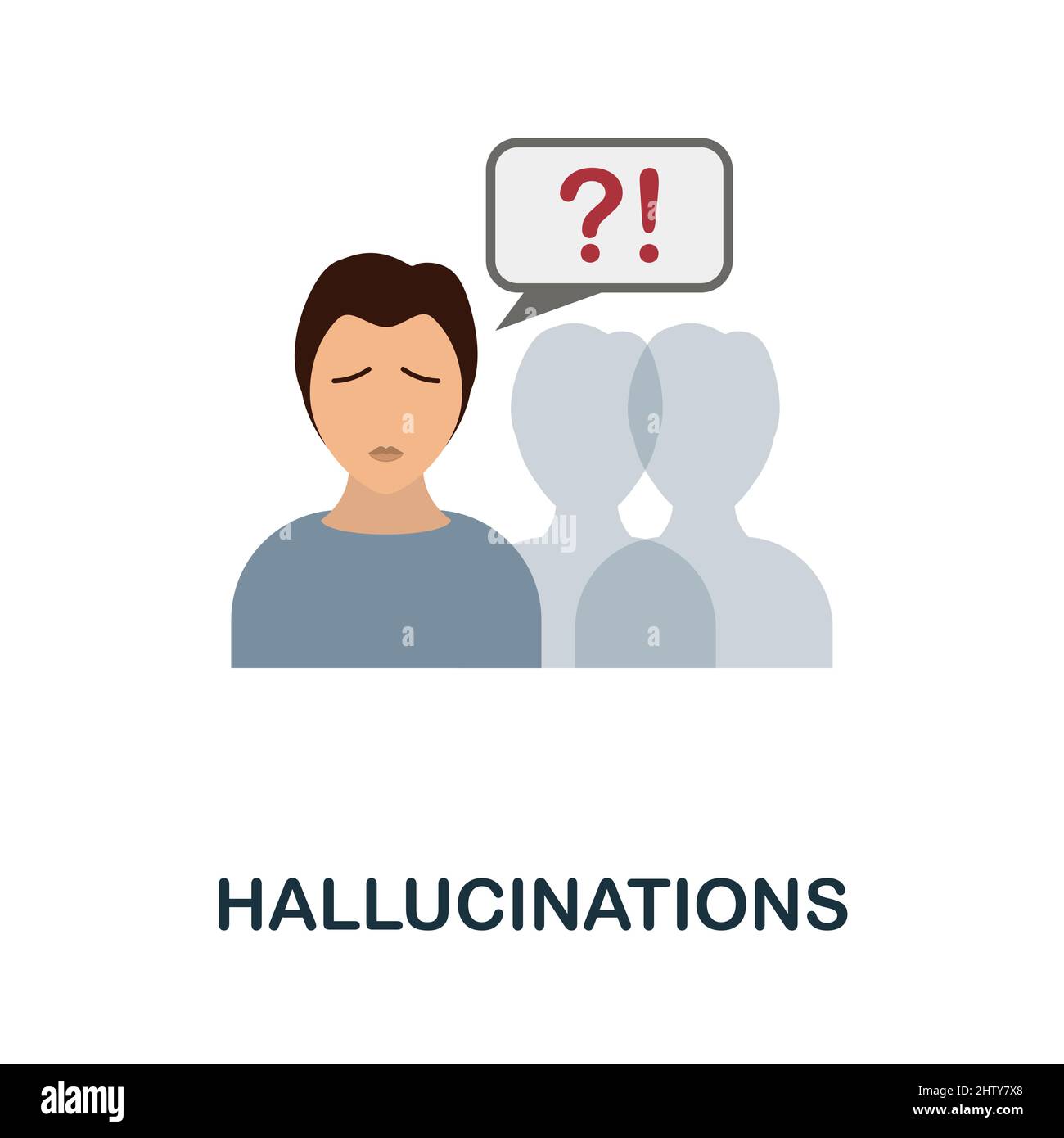 Hallucinations flat icon. Colored element sign from psychological ... Hallucinations flat icon. Colored element sign from psychological ...