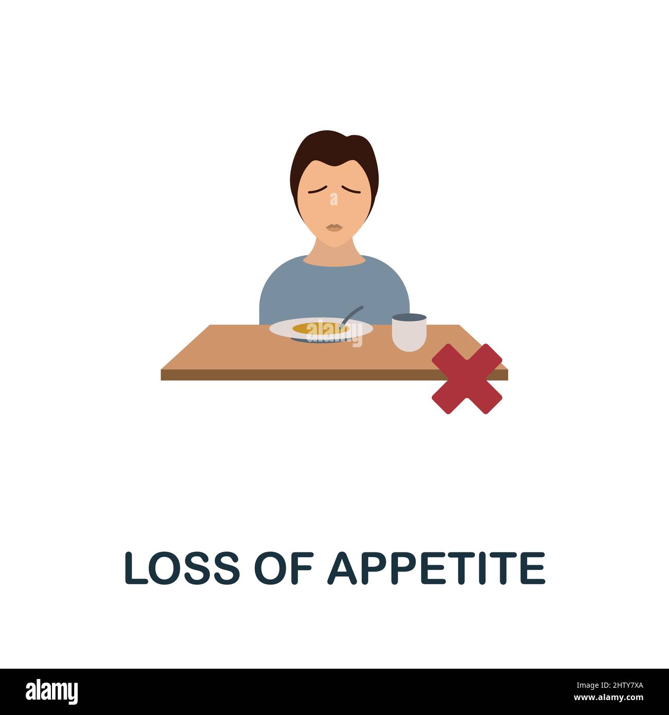 Loss Of Appetite flat icon. Colored element sign from psychological ...