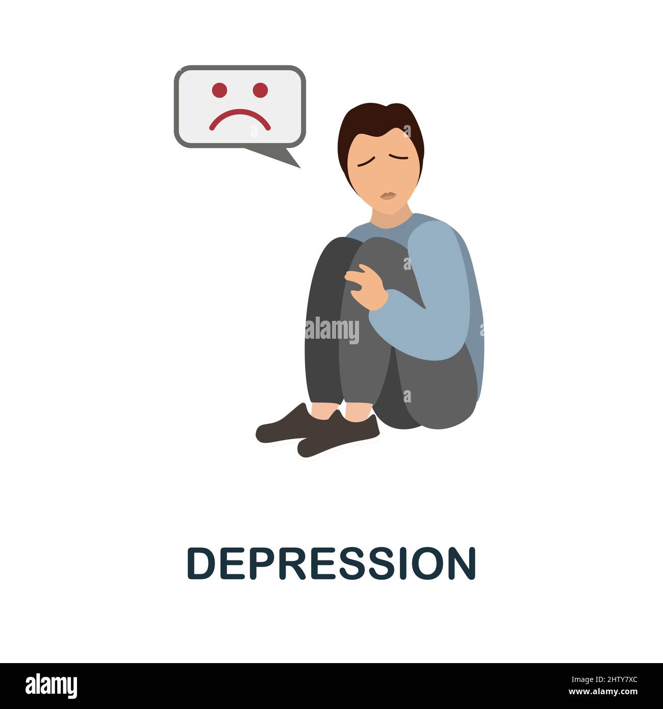 Depression flat icon. Colored element sign from psychological disorders ...