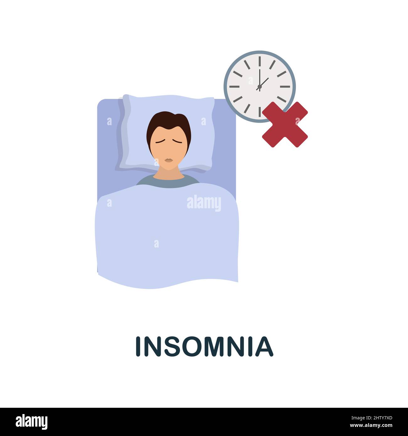 Insomnia flat icon. Colored element sign from psychological disorders ...
