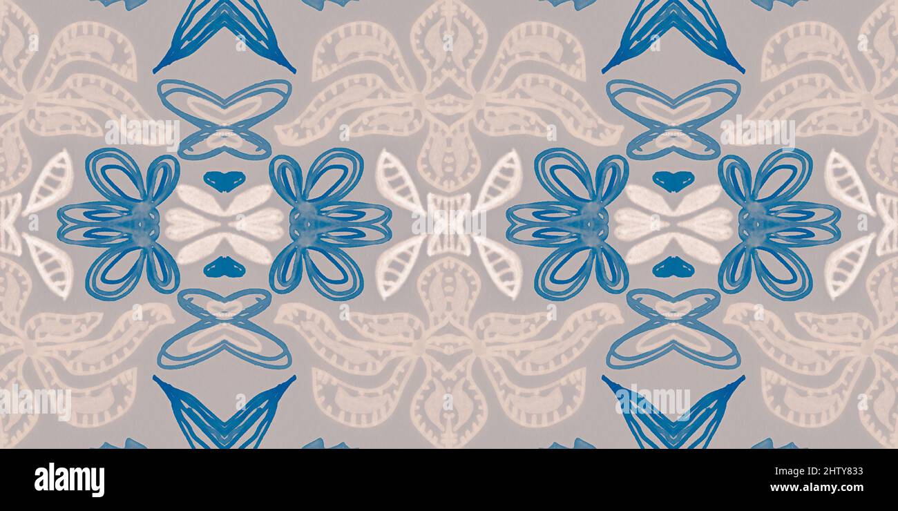 Flowers folk design. Seamless ethnic ornament. Hand drawn bohemian ...