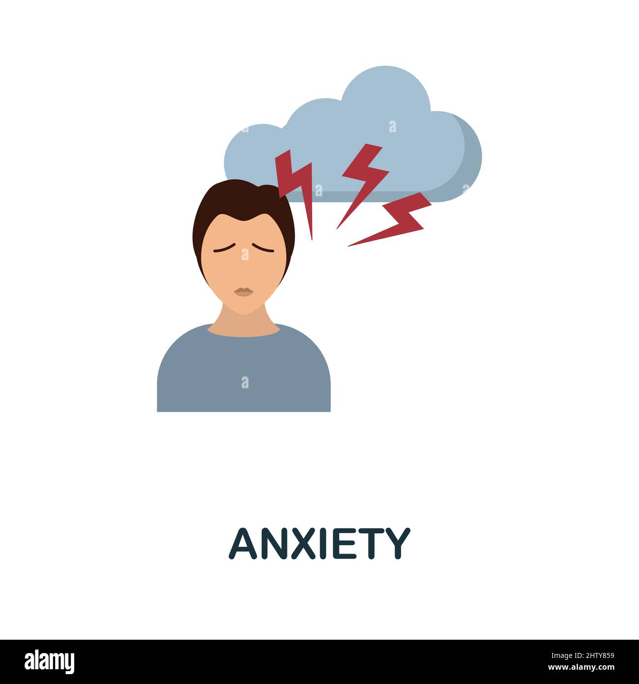 Anxiety flat icon. Colored element sign from psychological disorders ...