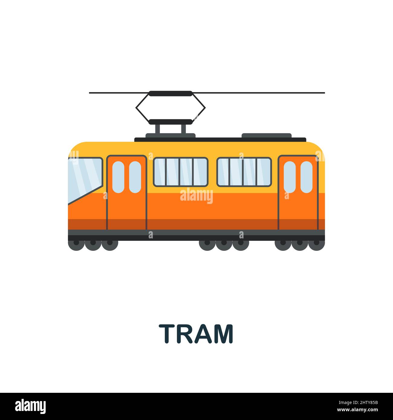 Tram flat icon. Colored element sign from public transport collection ...