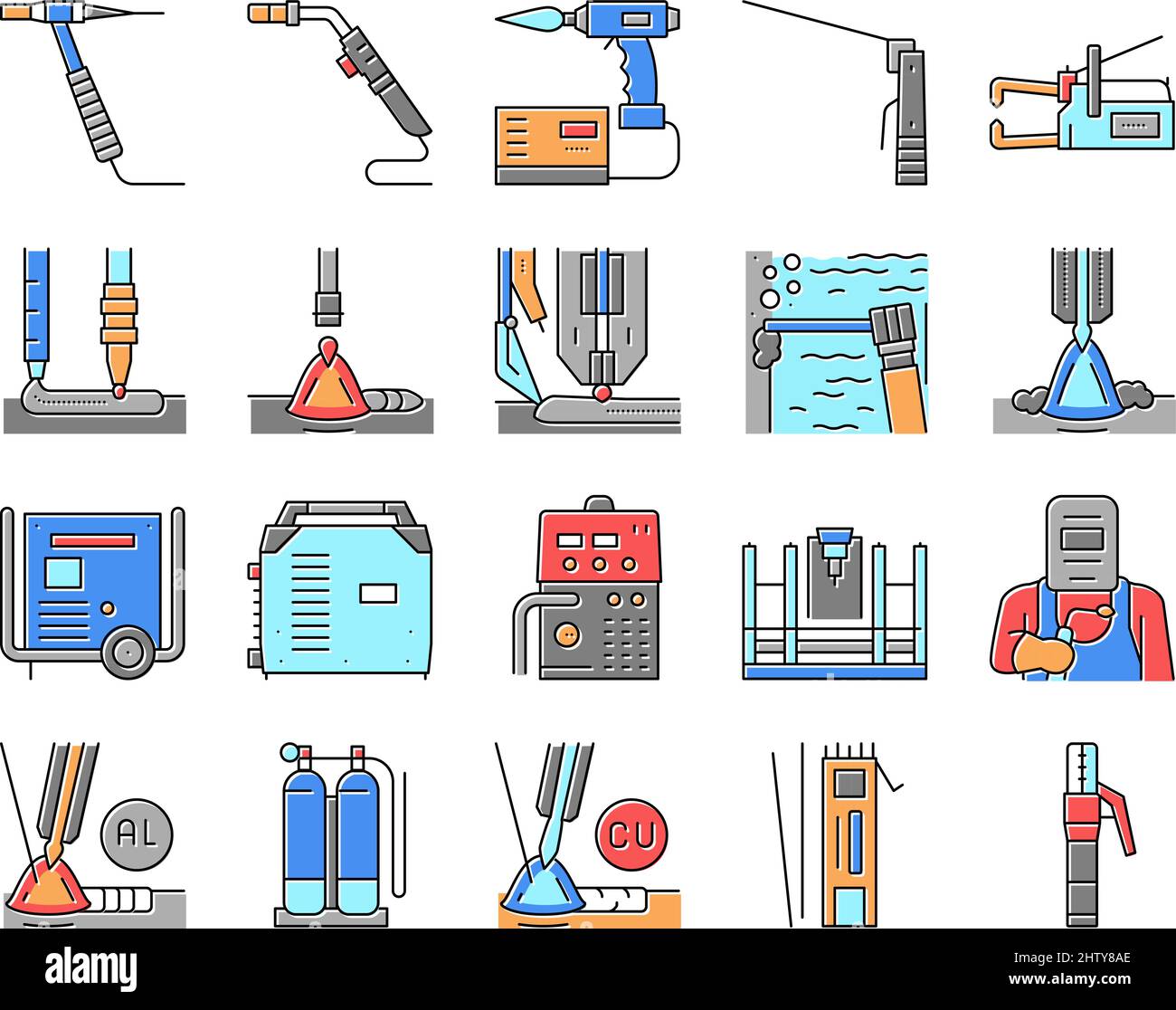 Welding Machine Tool Collection Icons Set Vector Stock Vector Image ...