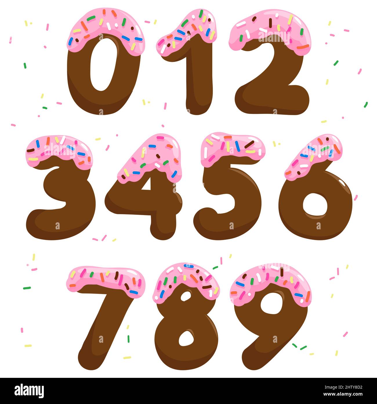 Chocolate numbers with pink frosting and colorful sprinkles Stock Photo ...