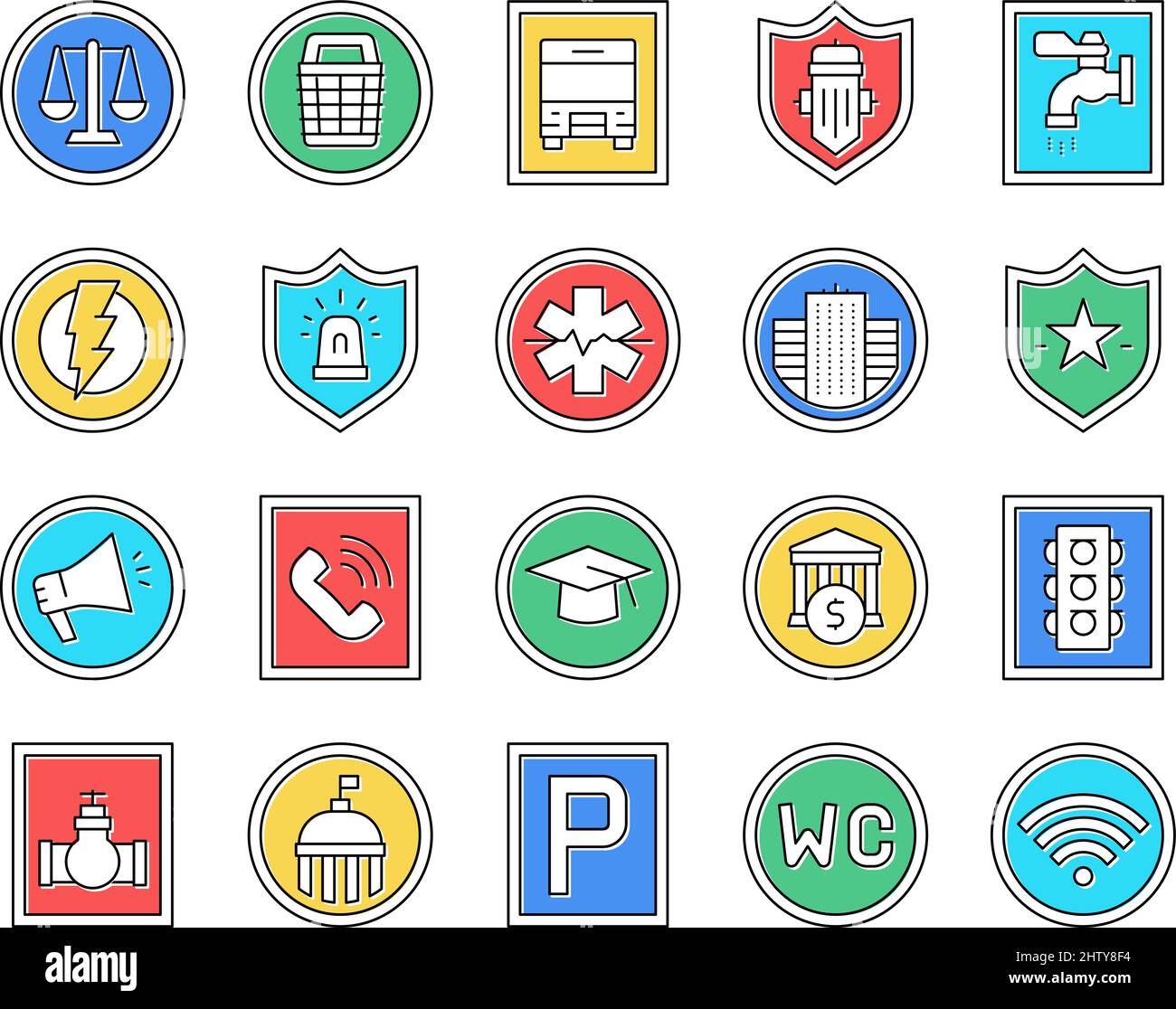 Public Service Signs Collection Icons Set Vector Stock Vector Image ...