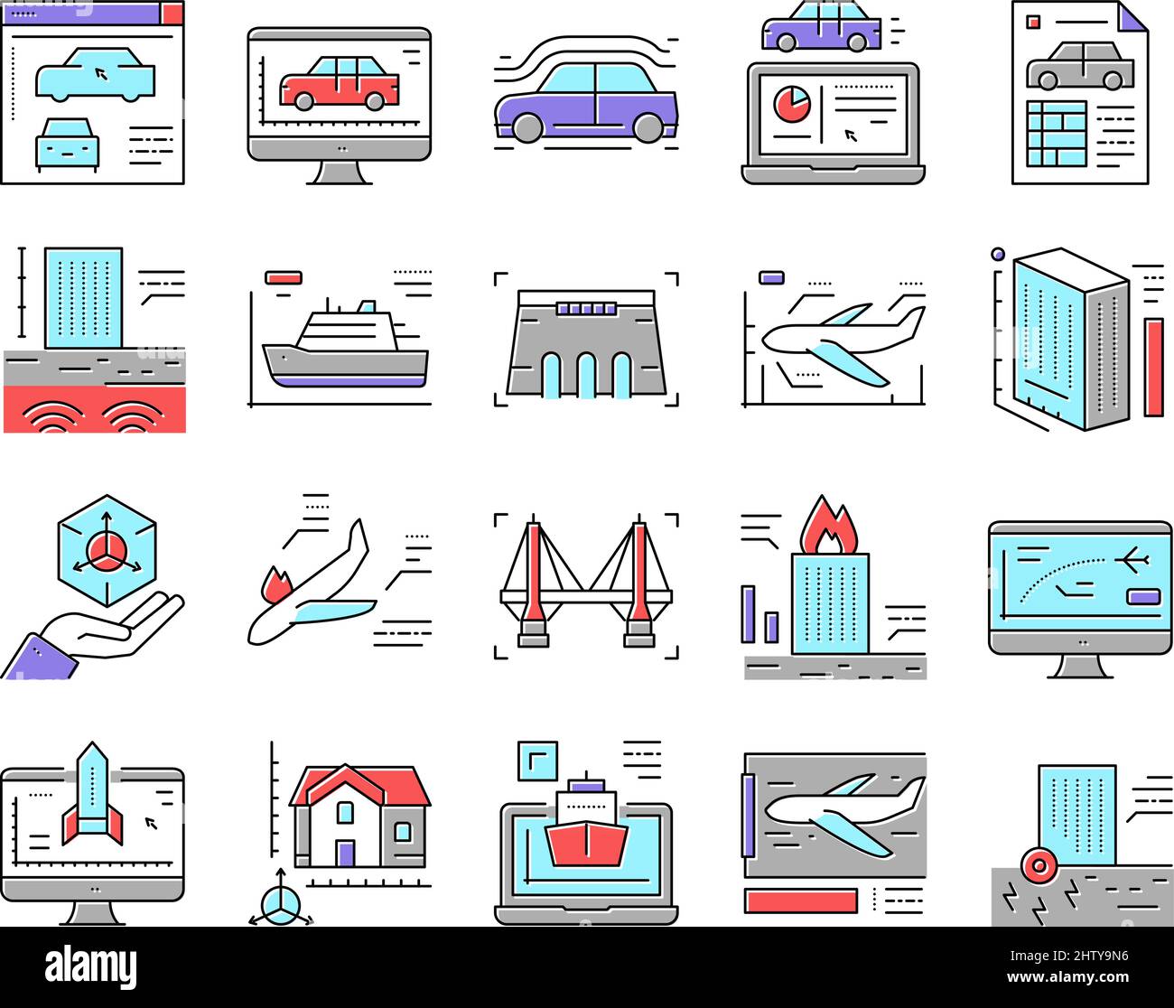 Modeling Engineering Collection Icons Set Vector sign Stock Vector ...