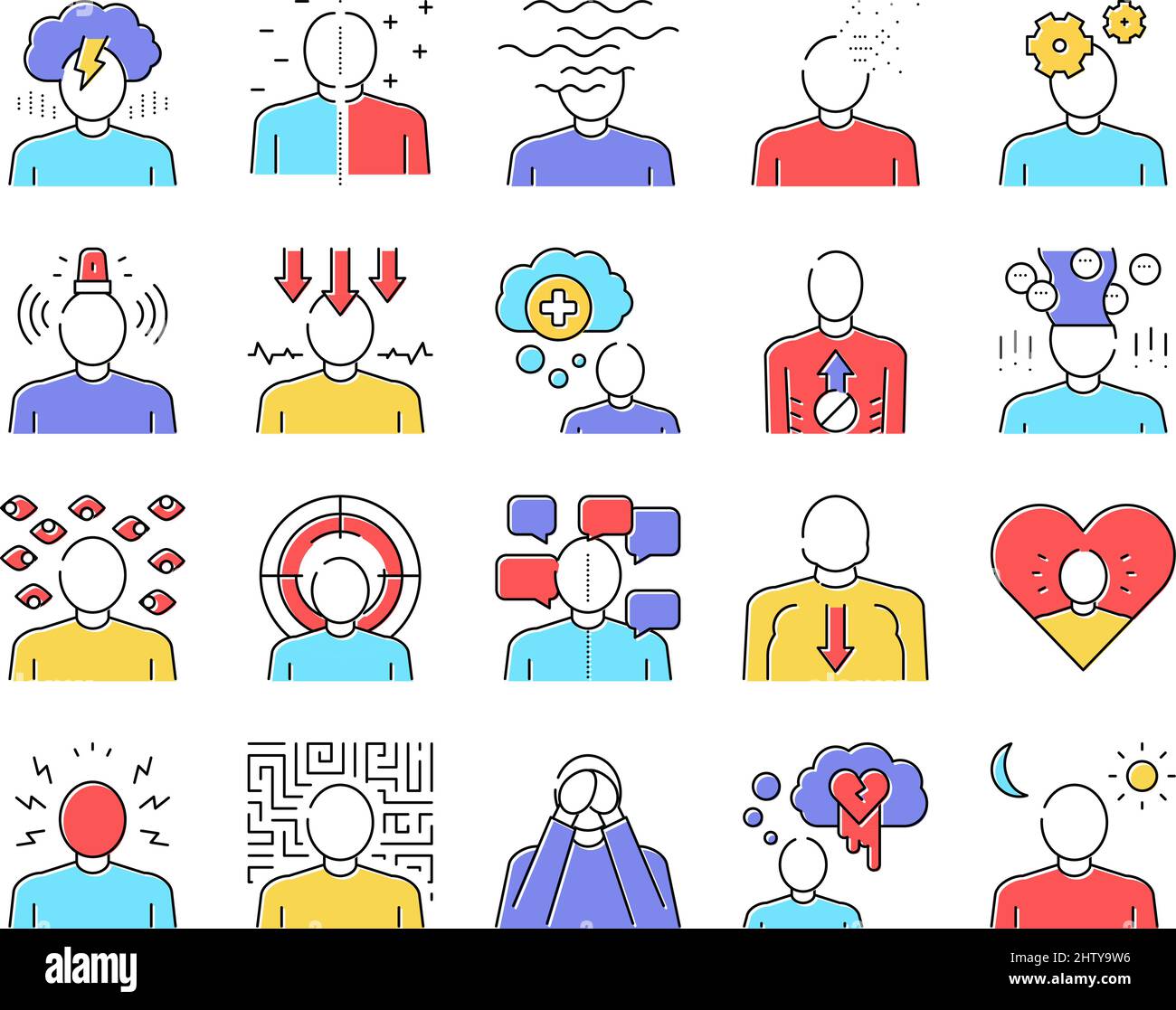 Psychological Problems Collection Icons Set Vector Stock Vector Image ...