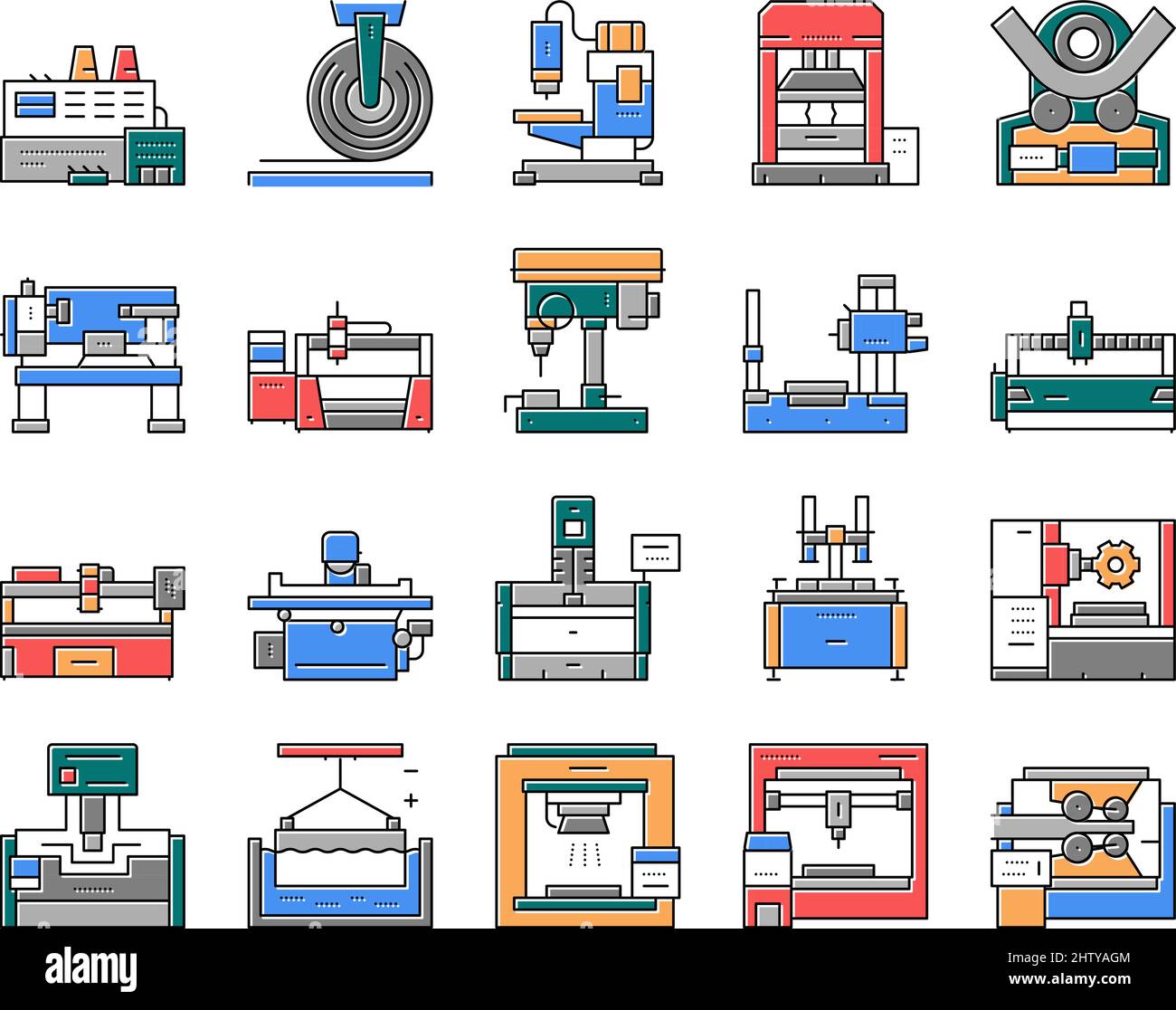 Metal Working Machine Collection Icons Set Vector Stock Vector Image ...