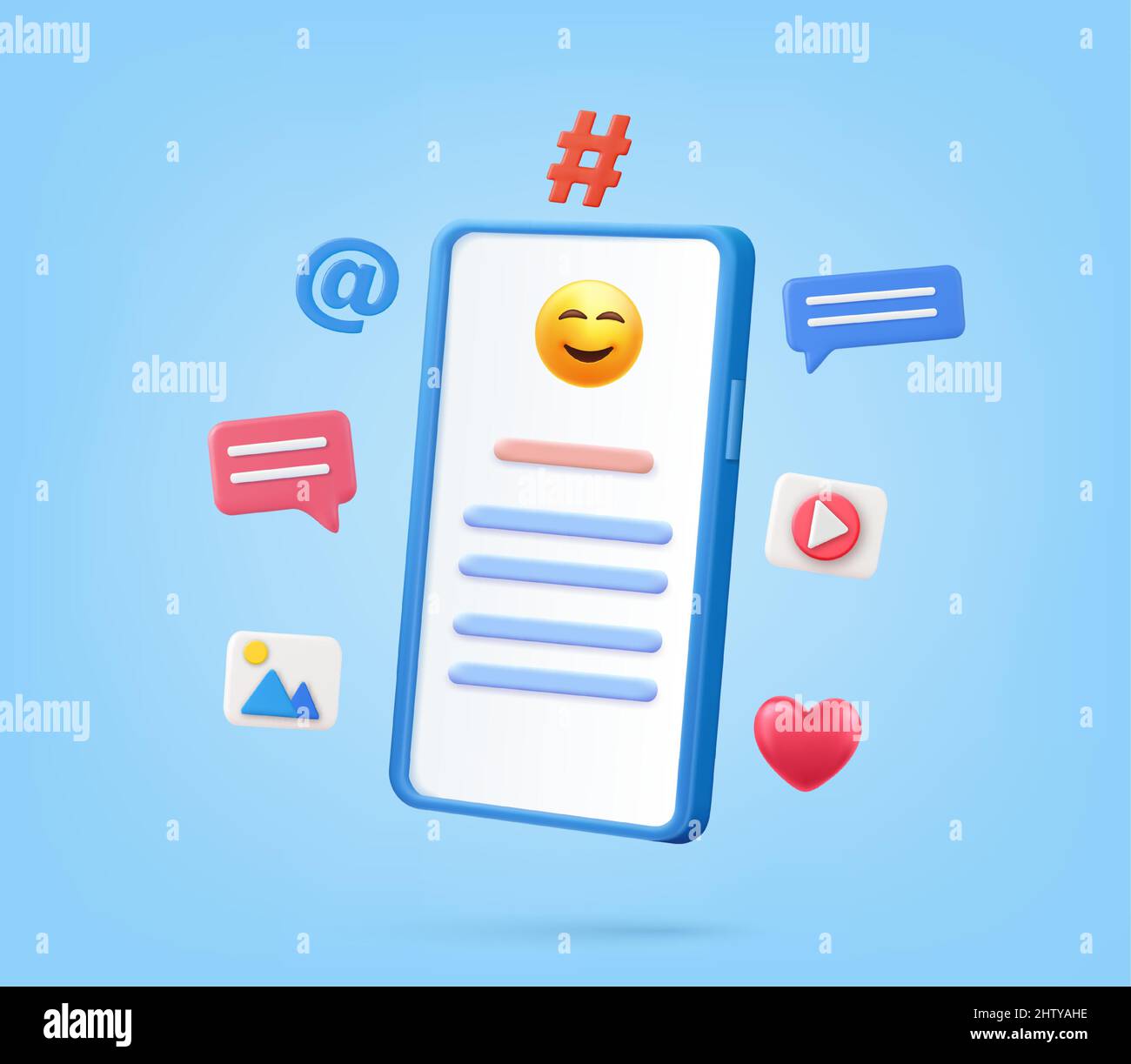 3d online social media communication platform concept phone with ...