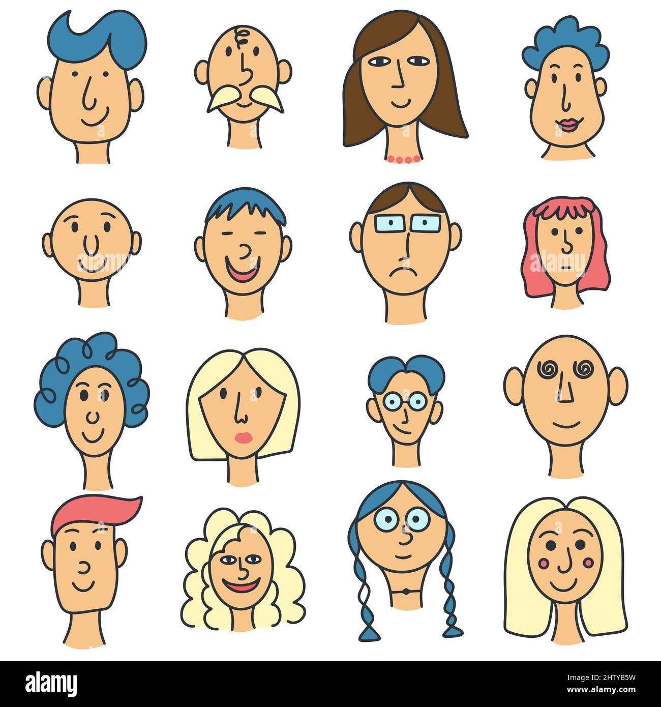 Set male and female characters doodle style Stock Vector Image & Art ...
