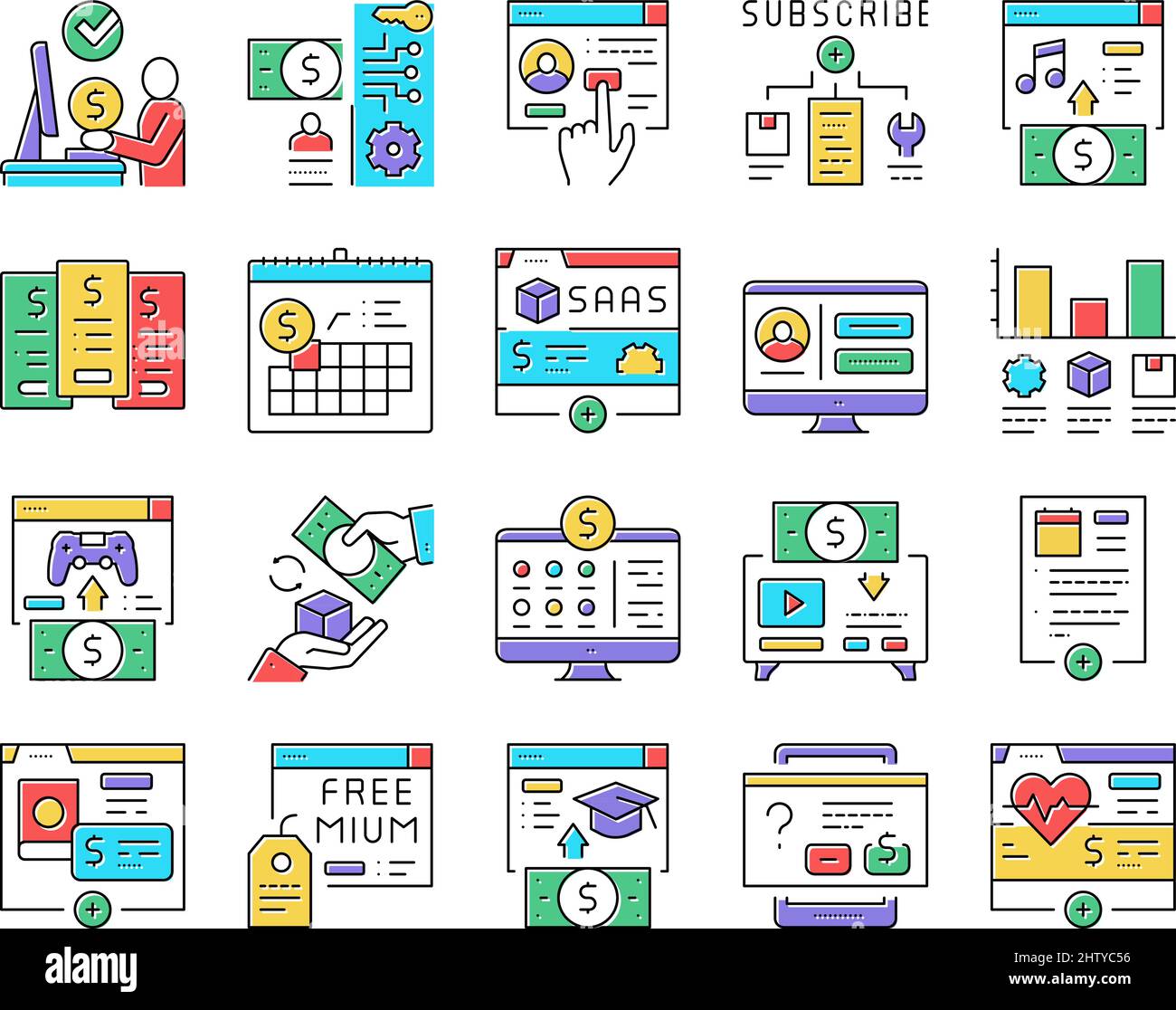 Subscription Content Collection Icons Set Vector Stock Vector Image ...