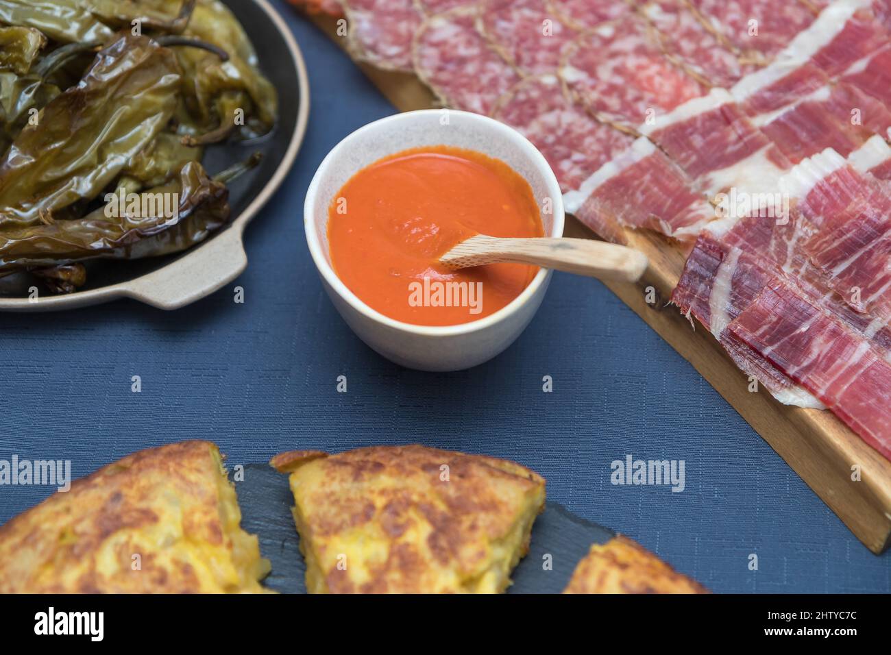 Close up on spanish tapas from a restaurant buffet dinner Stock Photo ...
