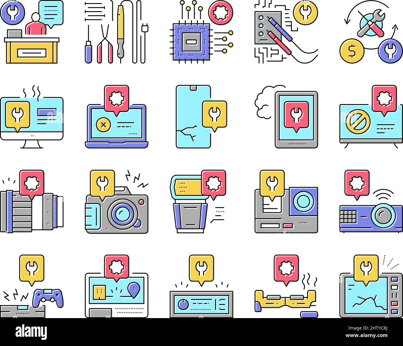 Electronic Repair Collection Icons Set Vector Stock Vector Image & Art ...