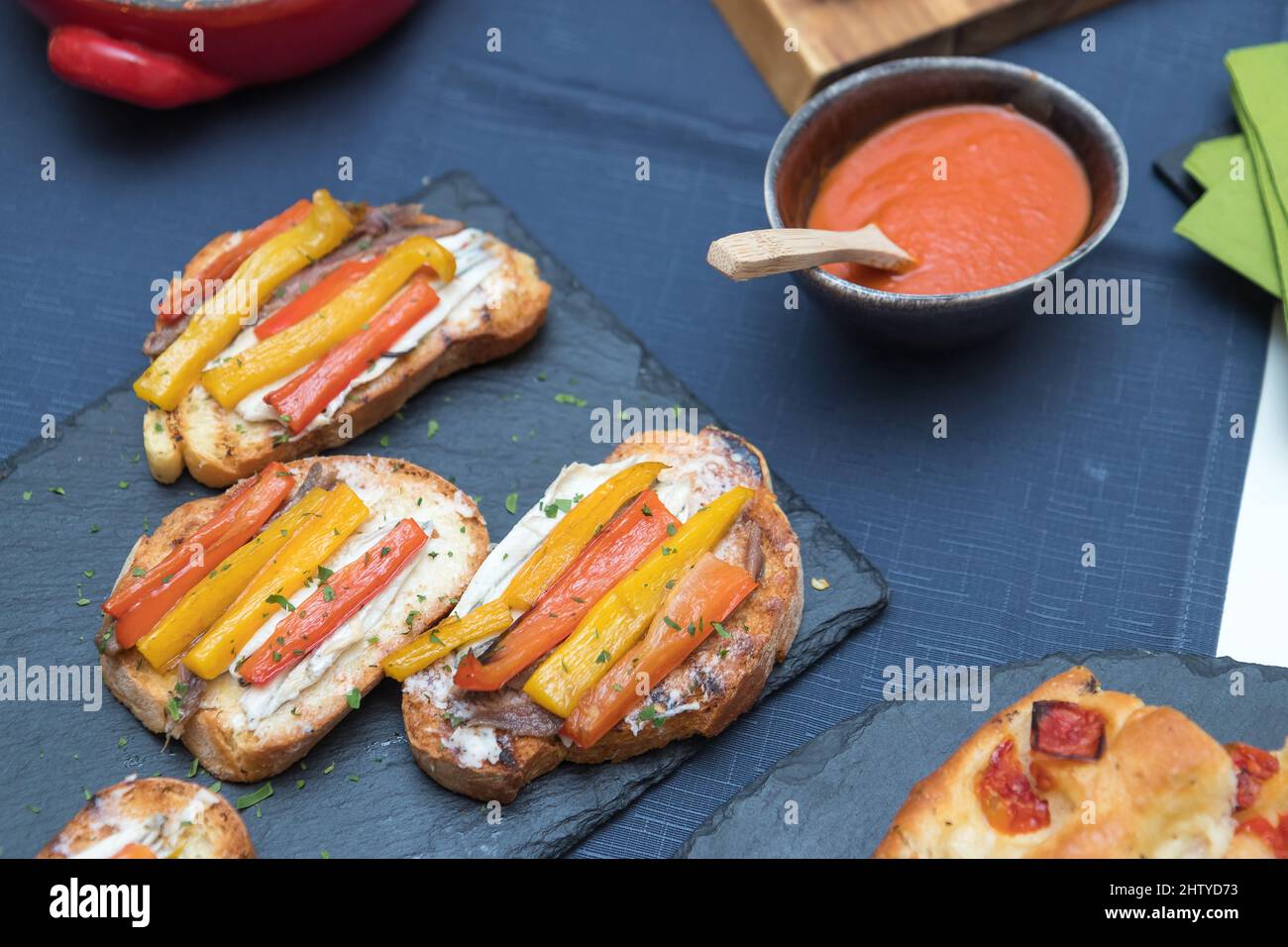 Close up on spanish tapas from a restaurant buffet dinner Stock Photo ...