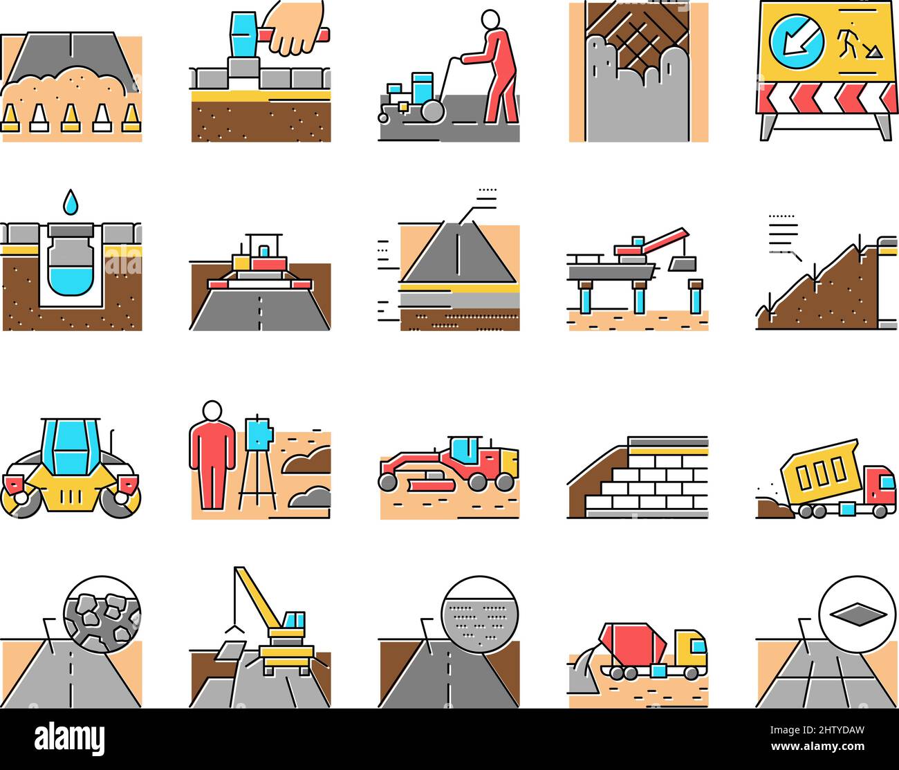 Road Construction Collection Icons Set Vector Stock Vector Image & Art ...