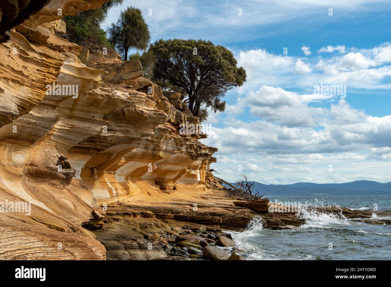 Painted Cliffs, Maria Island, Tasmania, Australia Stock Photo - Alamy