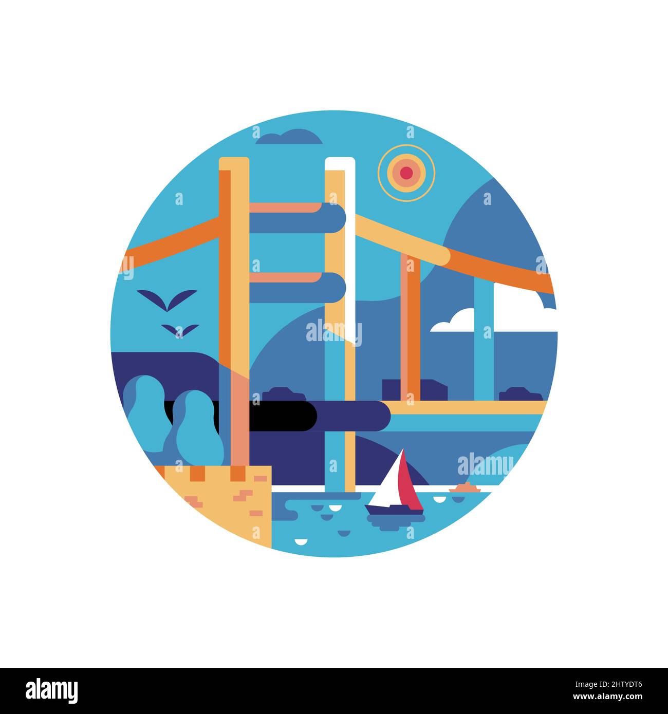 Travel Istanbul Icon with Second Bosphorus Bridge Stock Vector Image ...