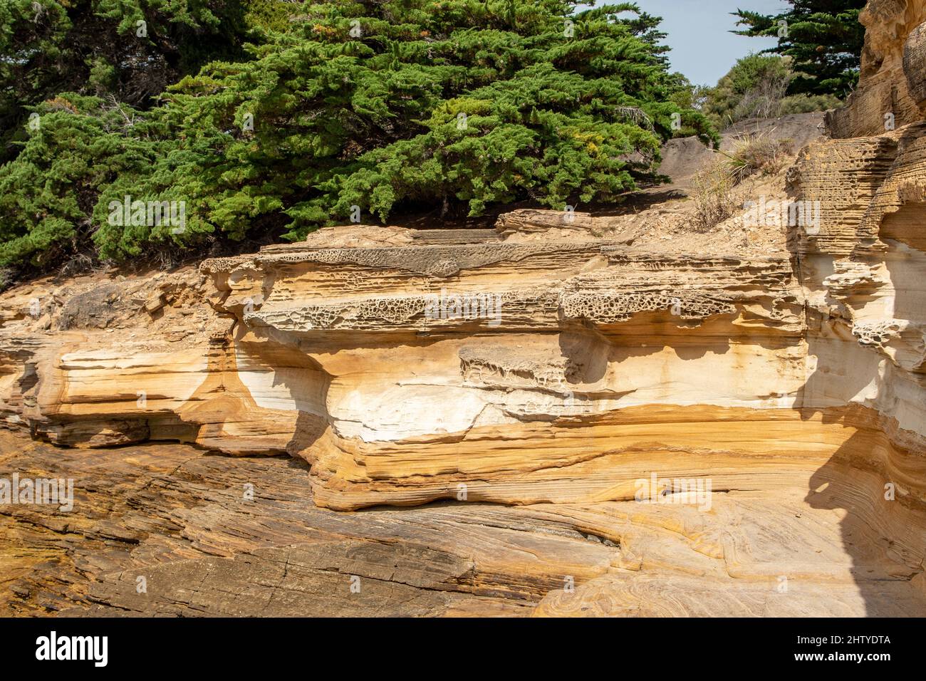 Painted Cliffs, Maria Island, Tasmania, Australia Stock Photo - Alamy