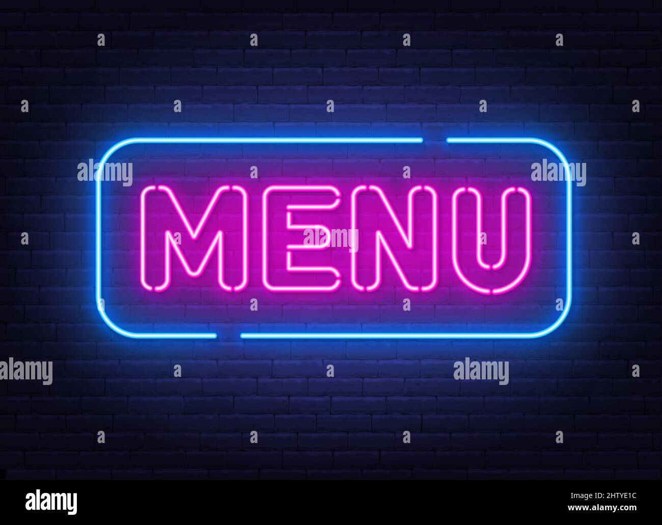 Menu neon sign on brick wall background Stock Vector Image & Art - Alamy