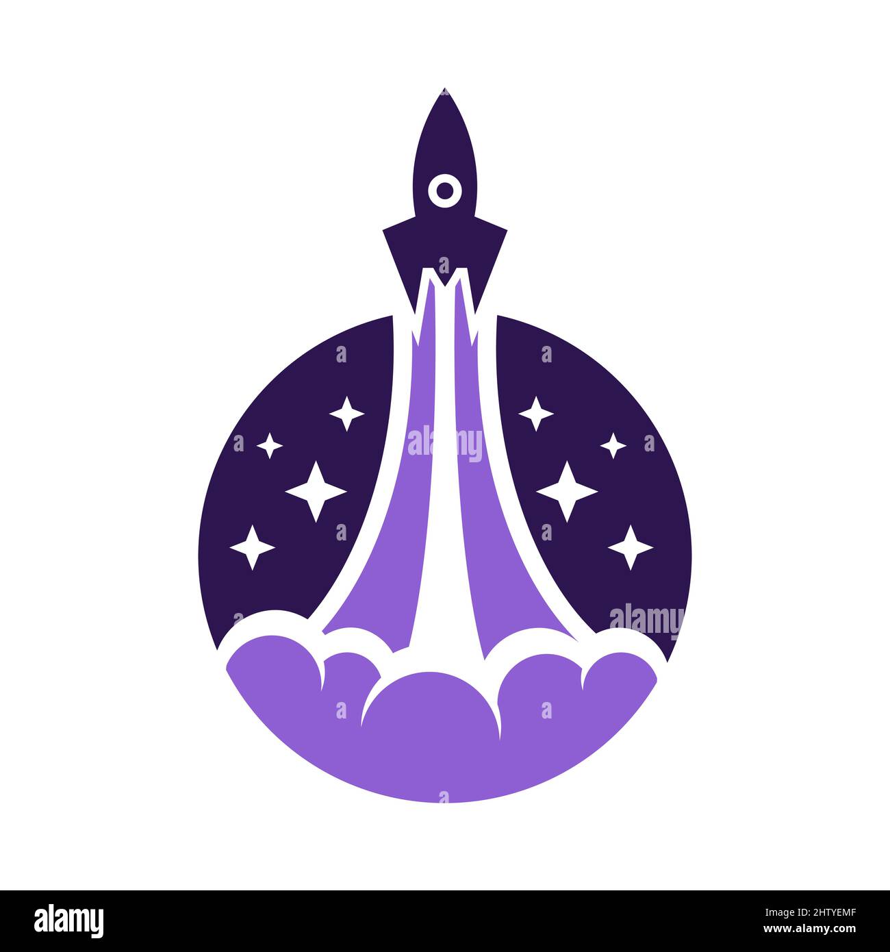 Purple rocket launching into space. Space travel concept. Discovery and ...