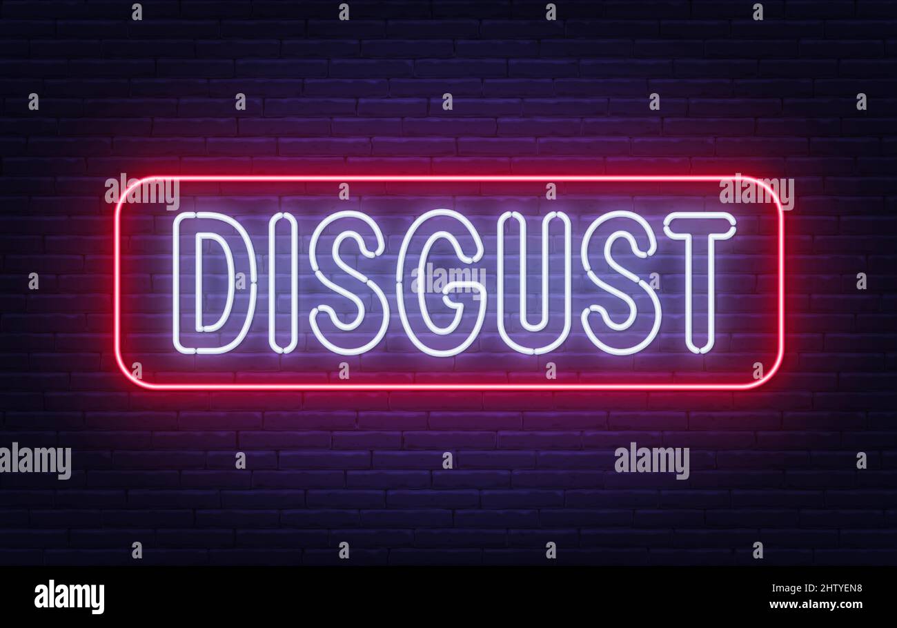 Neon sign Disgust on brick wall background Stock Vector Image & Art - Alamy