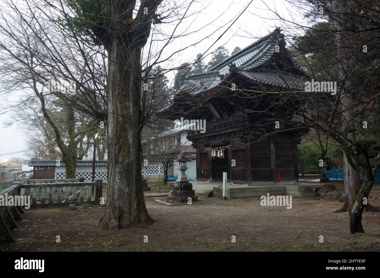 iida, nagano, japan, 2022/03/03 , The Suijin Gate, at the Hakusan ...