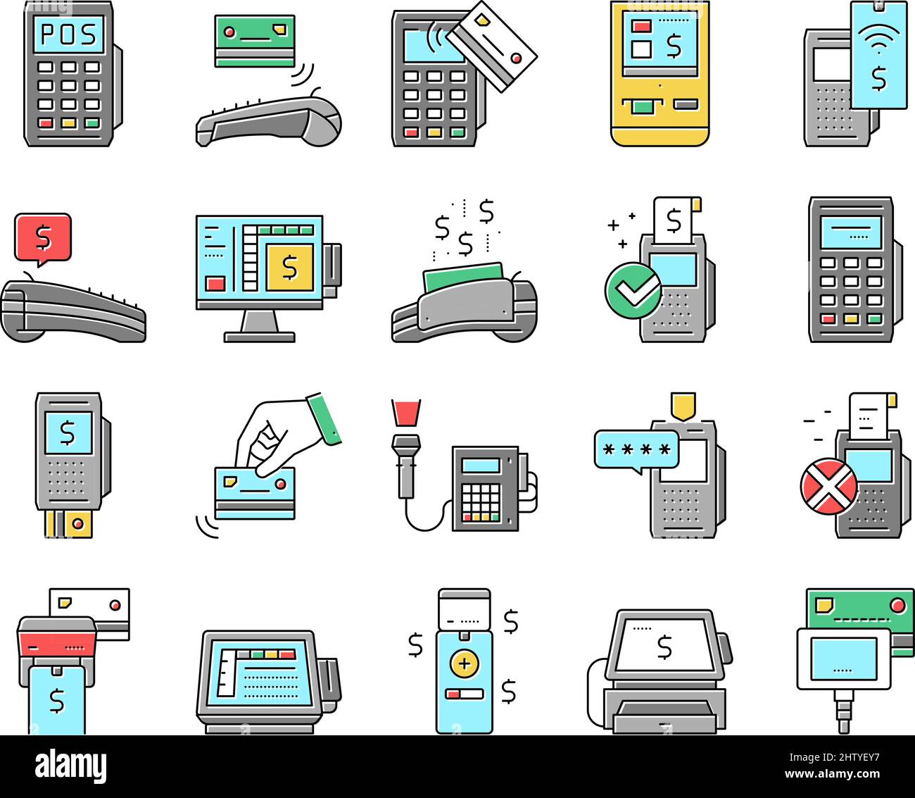 Pos Terminal Device Collection Icons Set Vector Stock Vector Image And Art Alamy