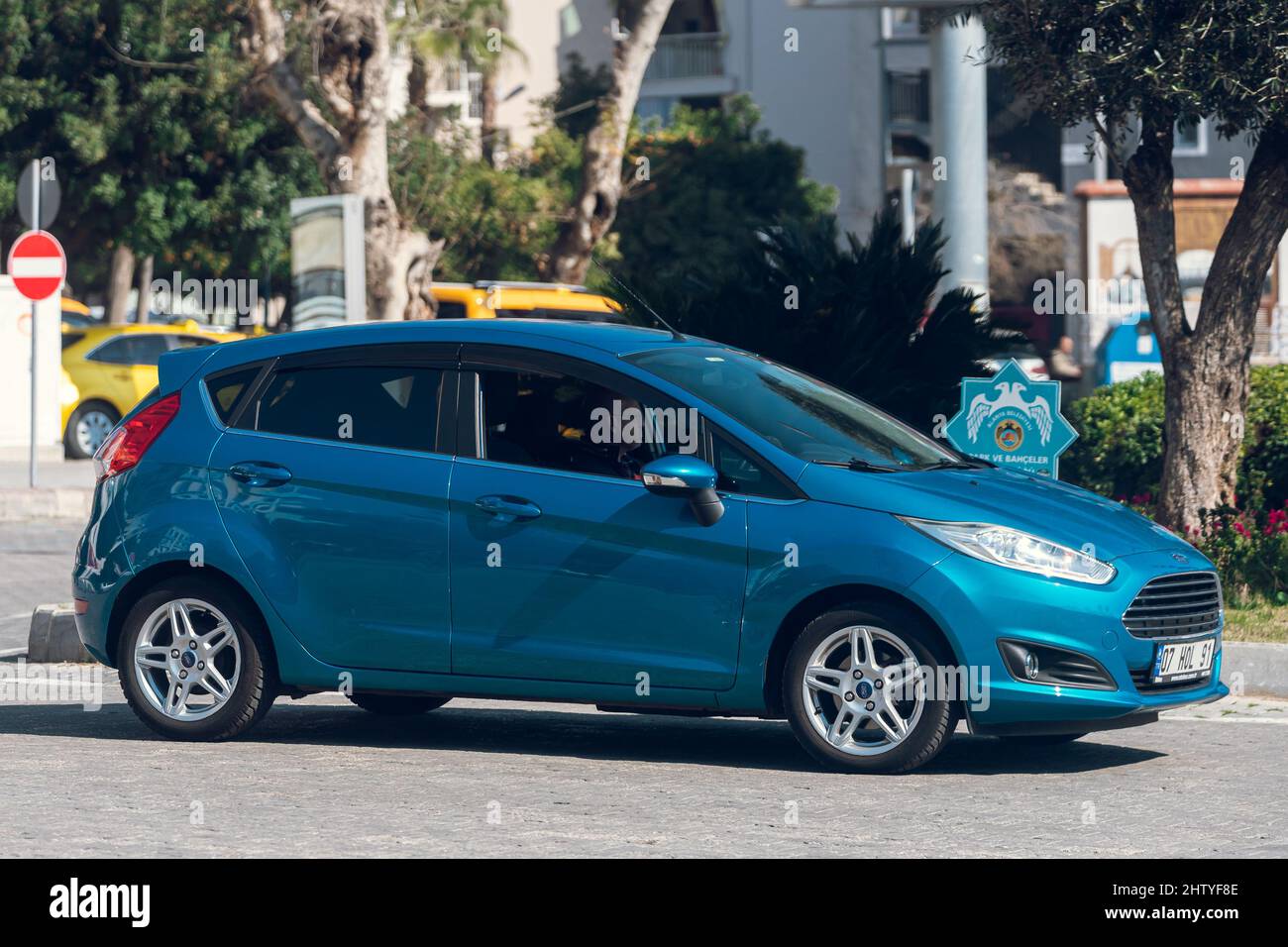 Side, Turkey -February 16, 2022: silver Ford Fiesta is parked on the ...
