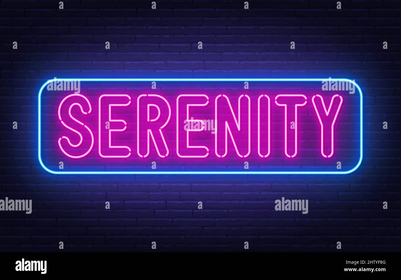 Neon sign Serenity on brick wall background Stock Vector Image & Art ...