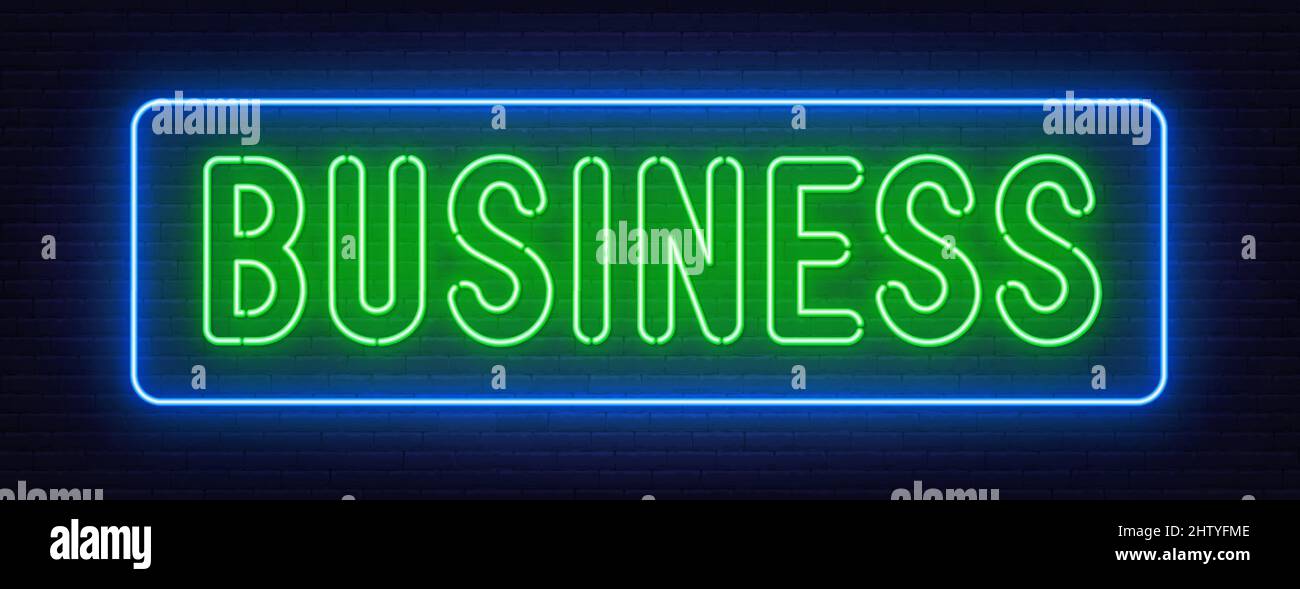 Business Neon Sign On Brick Wall Background Vector Illustration Stock Vector Image And Art Alamy