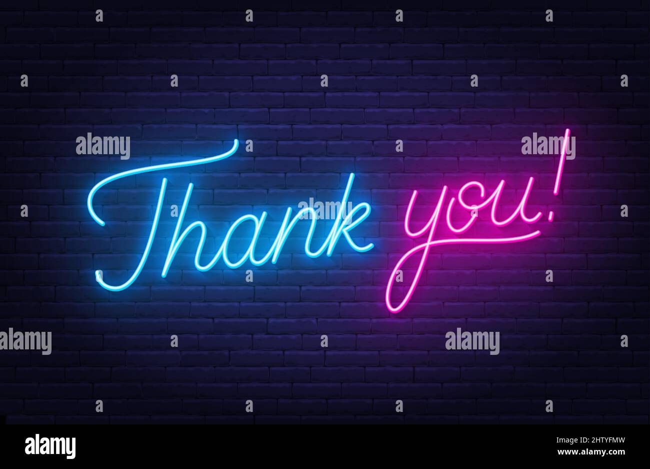 Thank you neon sign on brick wall background Stock Vector Image & Art ...