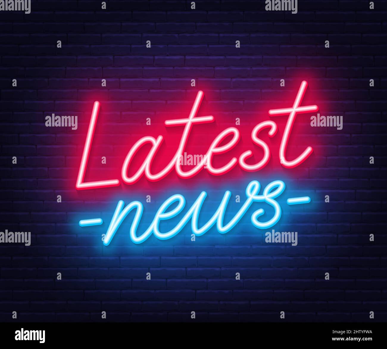 Latest News neon sign on brick wall background Stock Vector Image & Art ...