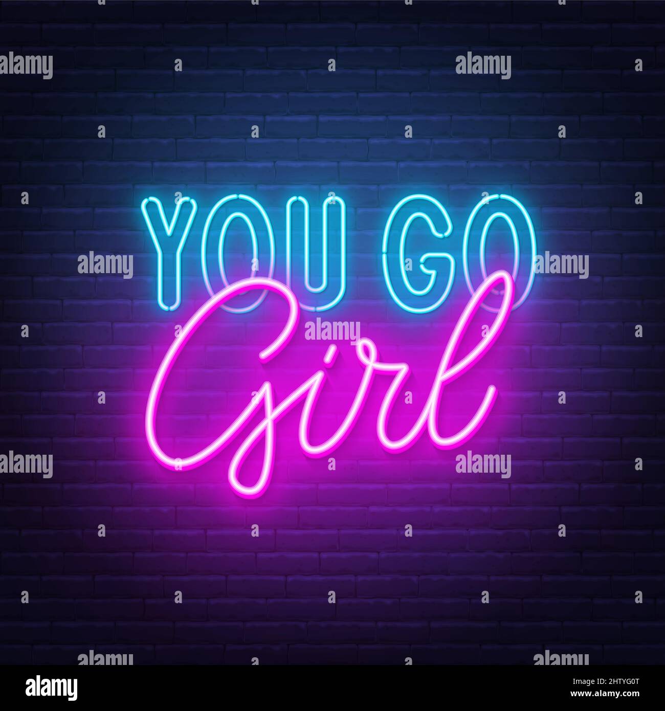 You go girl neon lettering on brick wall background Stock Vector Image ...
