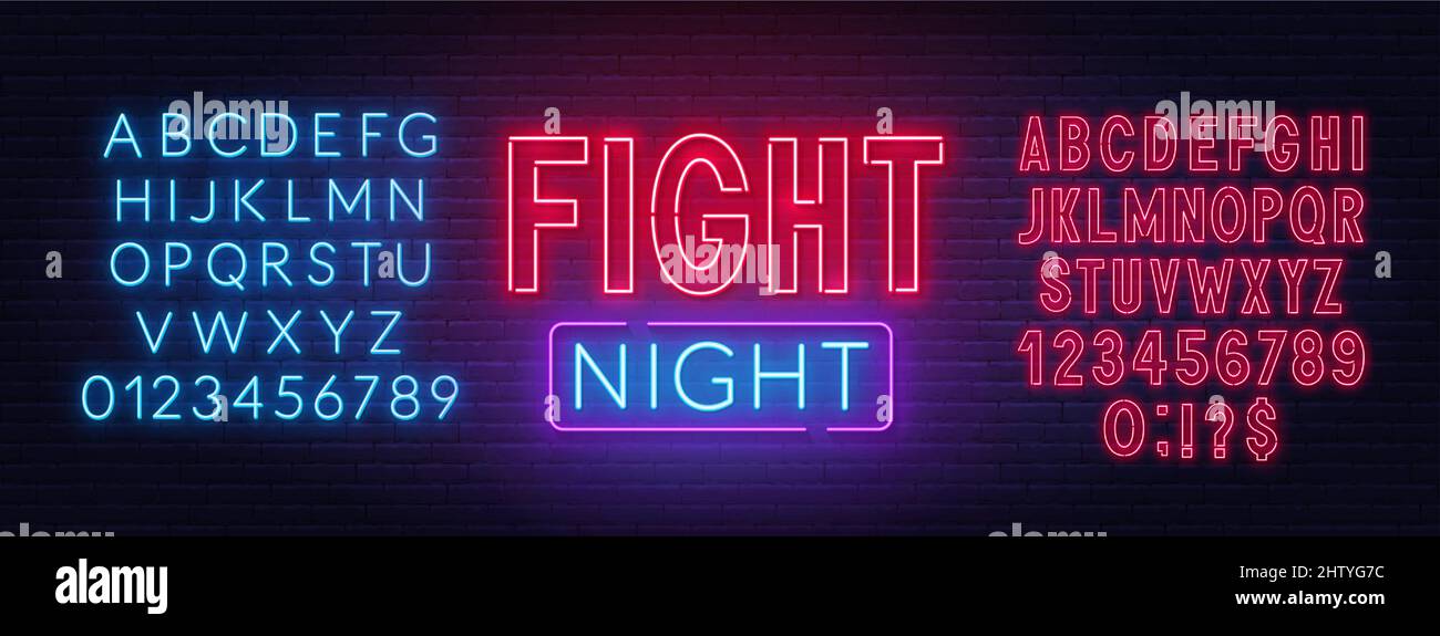 Fight Night neon sign on a brick background Stock Vector Image & Art ...