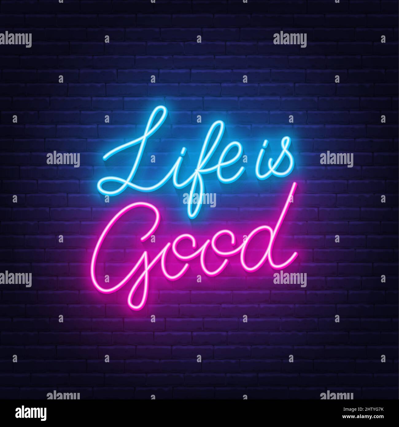 Life is Good neon lettering on brick wall background Stock Vector Image ...