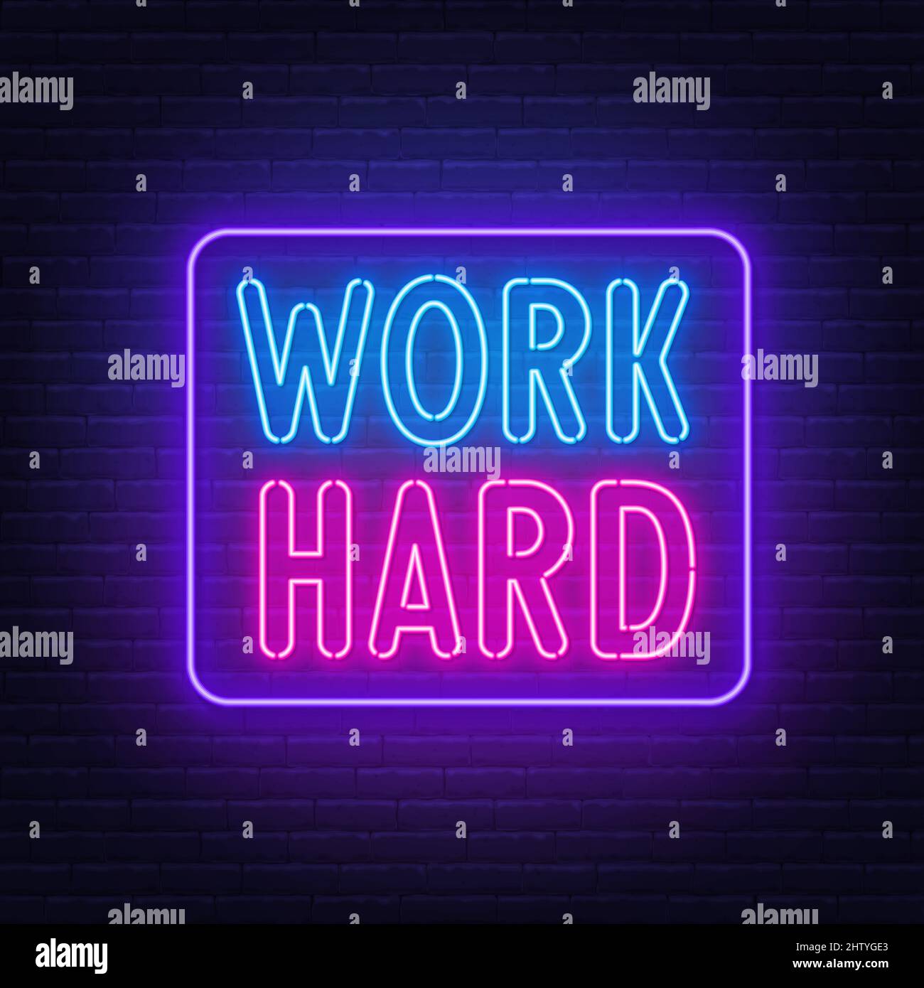 Work Hard neon lettering on brick wall background Stock Vector Image ...