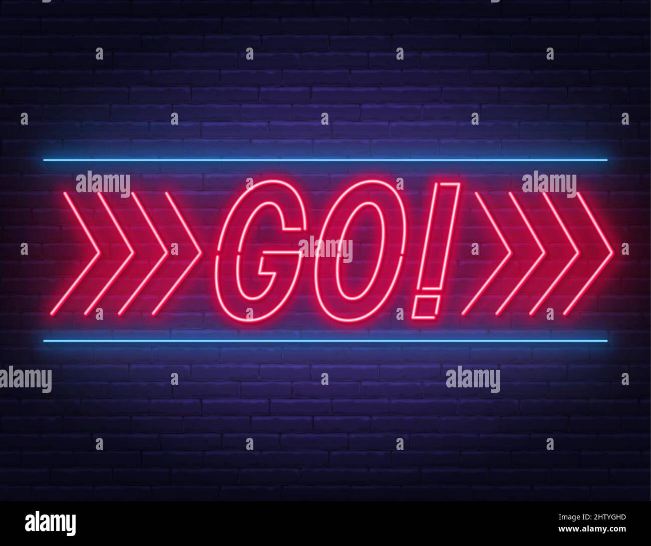 Go neon sign on brick wall background Stock Vector Image & Art - Alamy