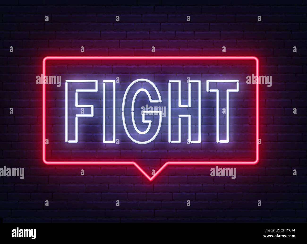 Fight neon lettering on brick wall background Stock Vector Image & Art ...